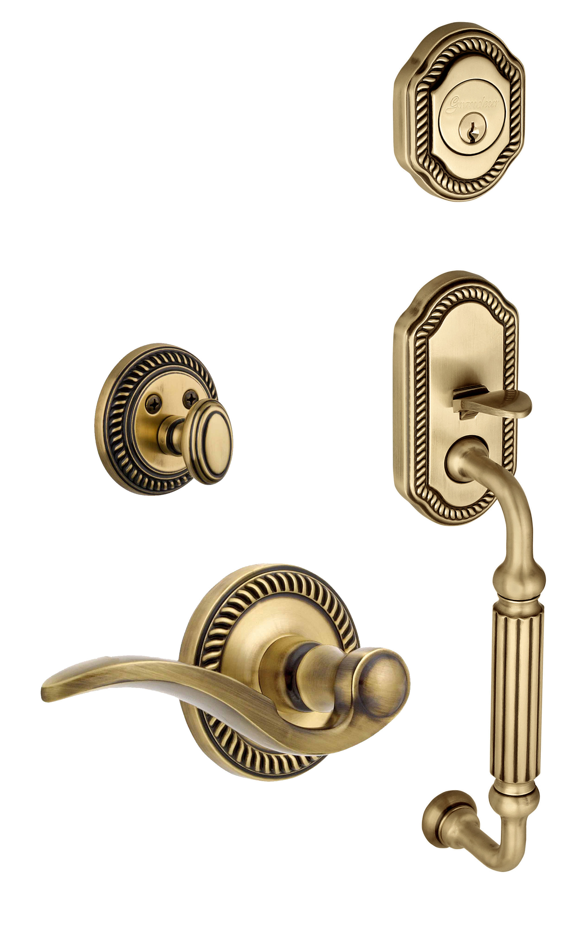 Grandeur Newport Handleset with Single Cylinder Deadbolt and S Grip ...