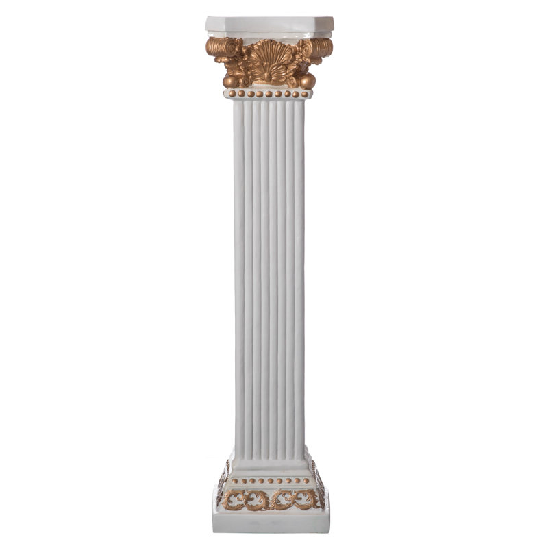 Uniquewise Fiberglass White and Gold Plinth Roman Piller Pedestal Vase ...