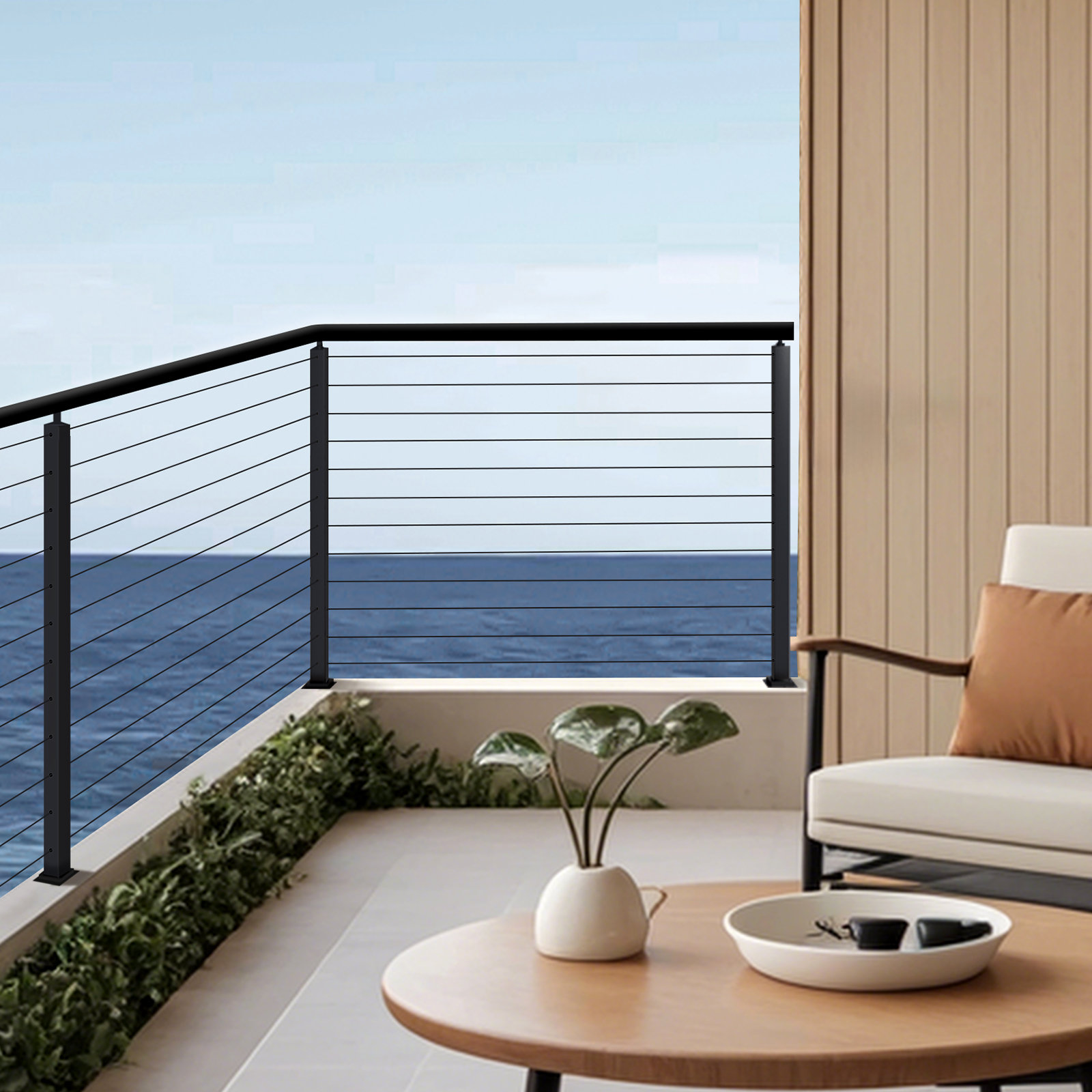 Stellweilan Tessberg Cable Railing Post, 42x1x2 Inch Corner Railing ...