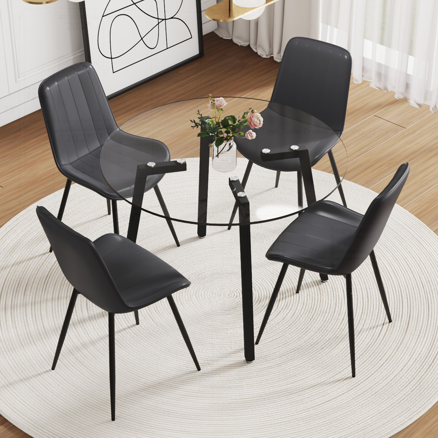 George Oliver Modern Minimalist Dining Set with Transparent Table and ...