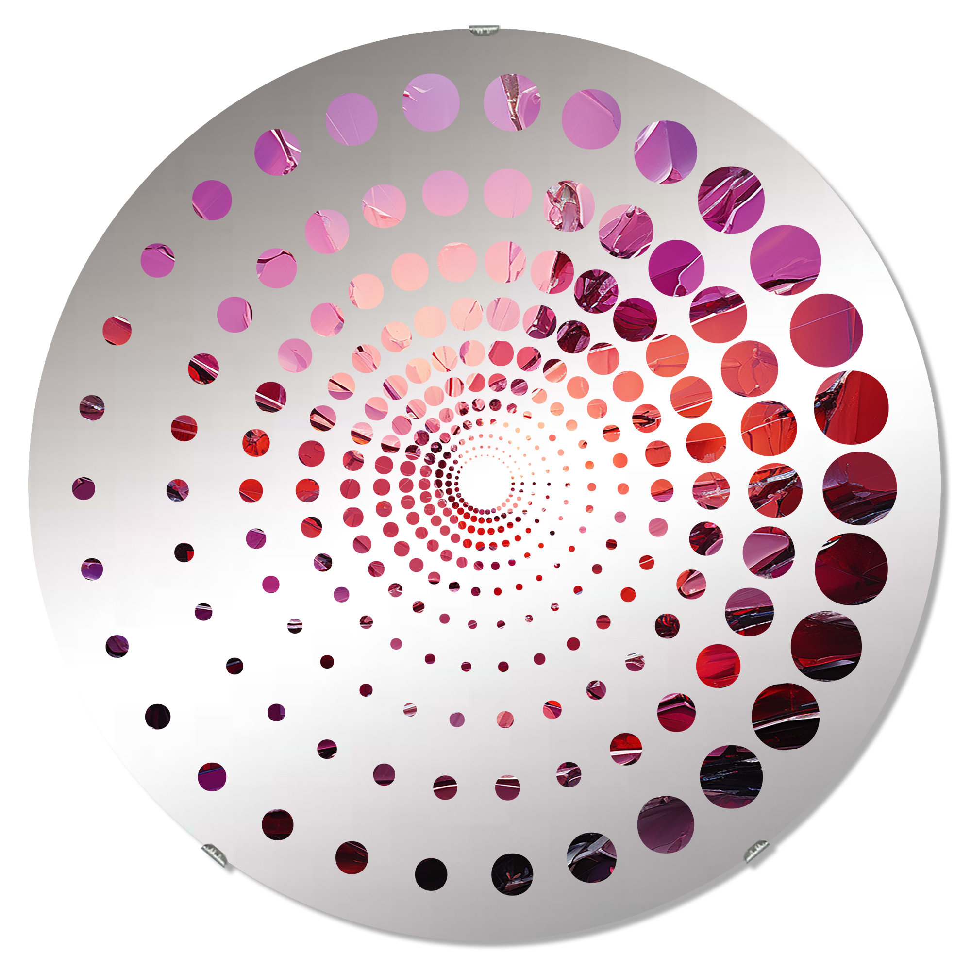 Design Art Fractured Ruby Explosion I - Spiral Dot Decorative Mirror ...