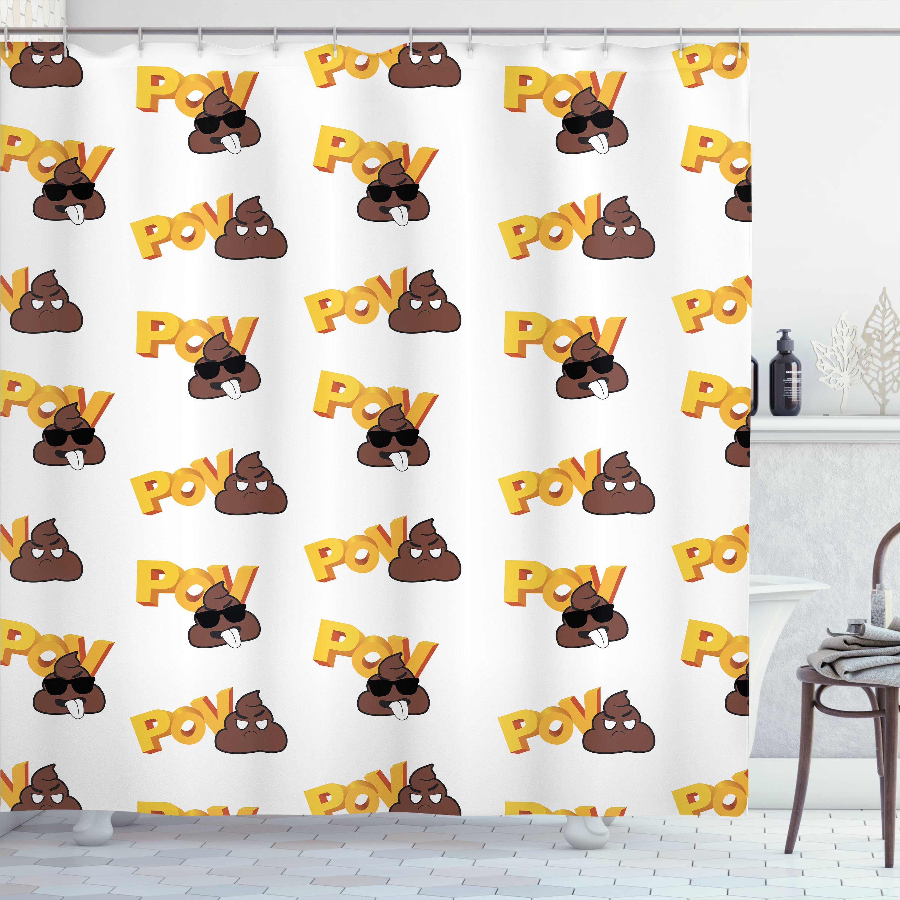 East Urban Home Emoji Shower Curtain Funny POV Writing Pile of Poo ...
