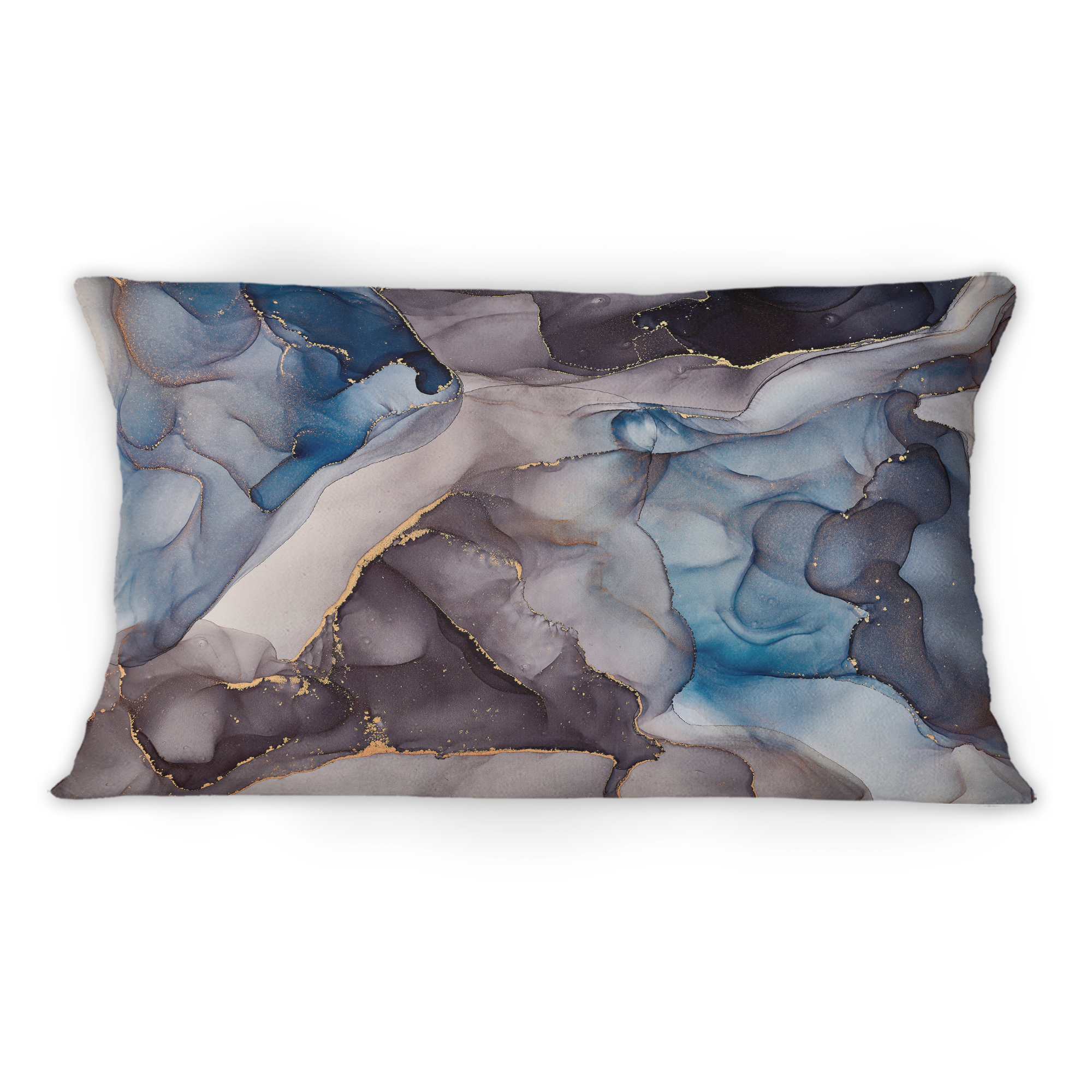 Design Art Grey And Blue Luxury Abstract Fluid Art - Modern Printed ...