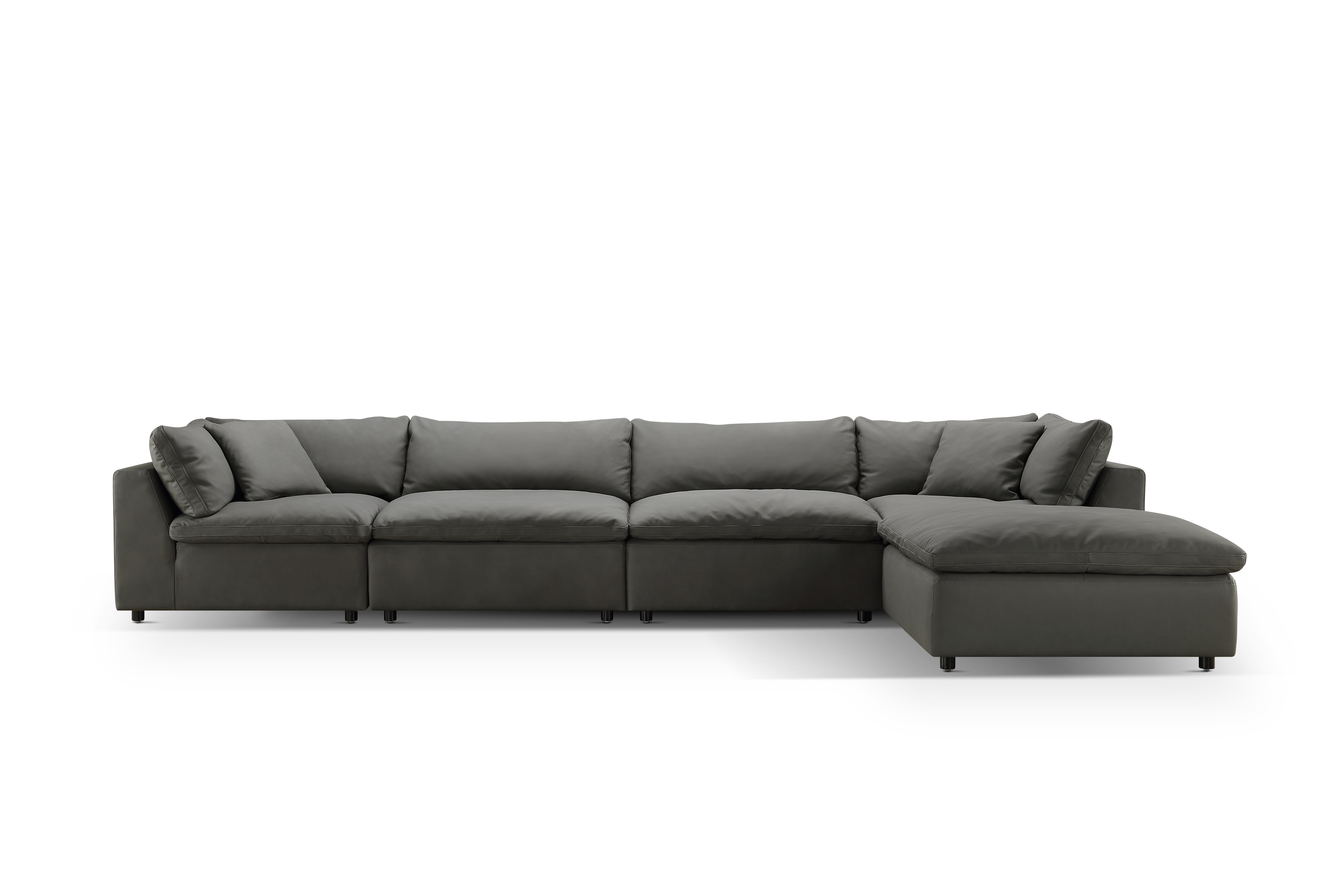 Abbyson Home Jojo Fletcher Luxe Gray Nubuck Leather 5Pc L-Shaped ...