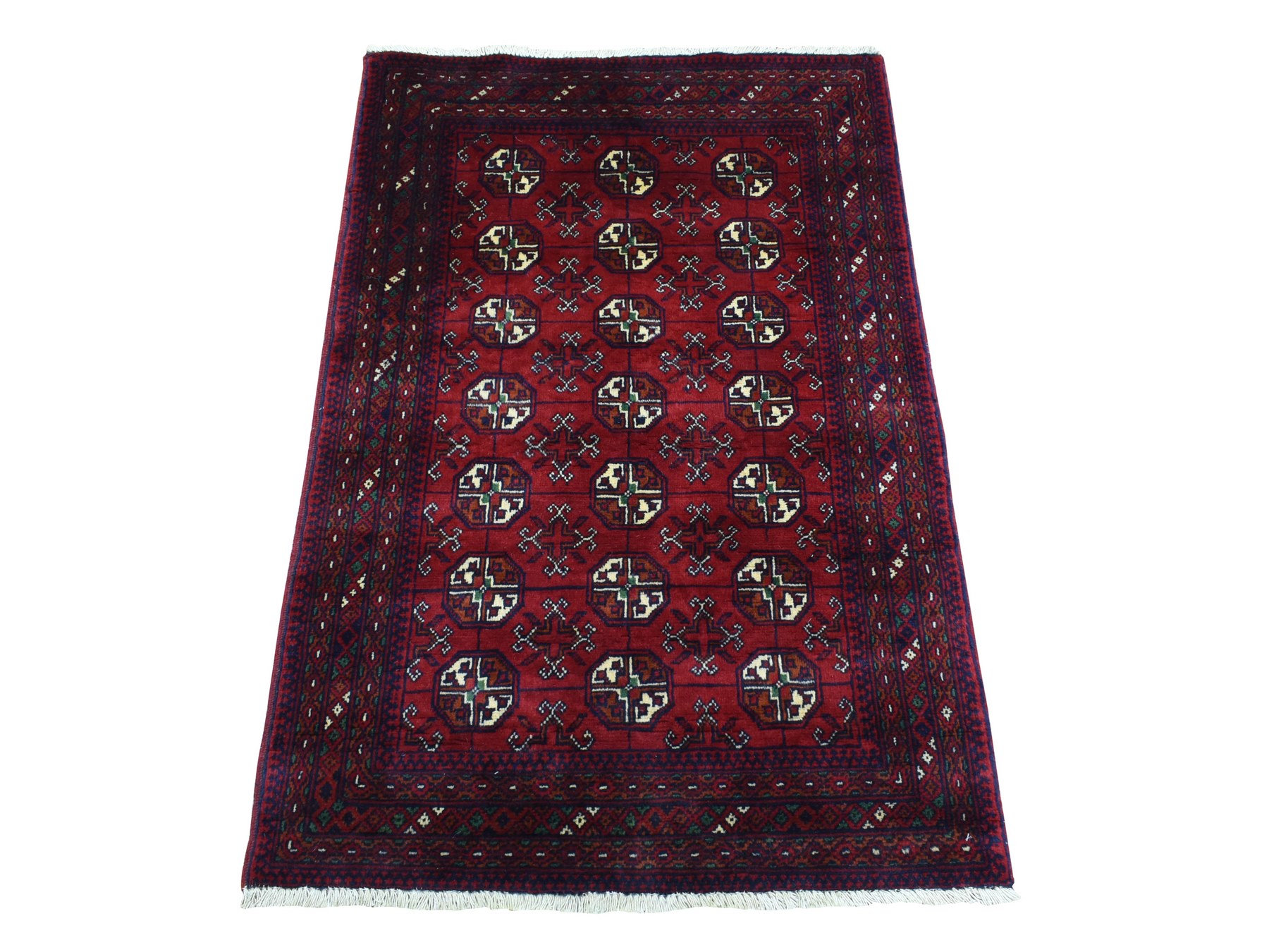 Wildon Home® 2'7"x3'10" Red Afghan Khamyab Bokara Wool Tribal Hand ...