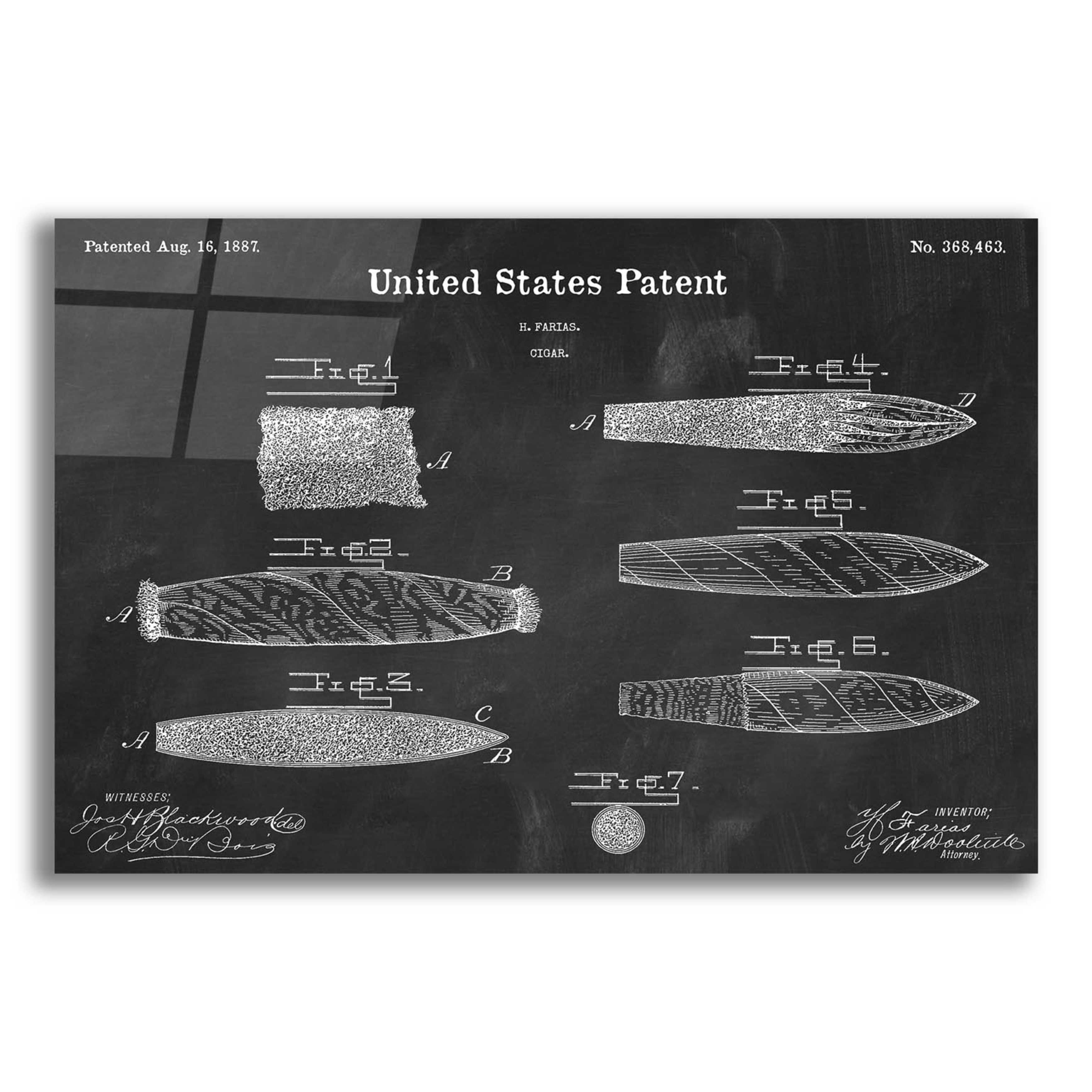 17 Stories Cigar Blueprint Patent Chalkboard - Unframed Graphic Art ...
