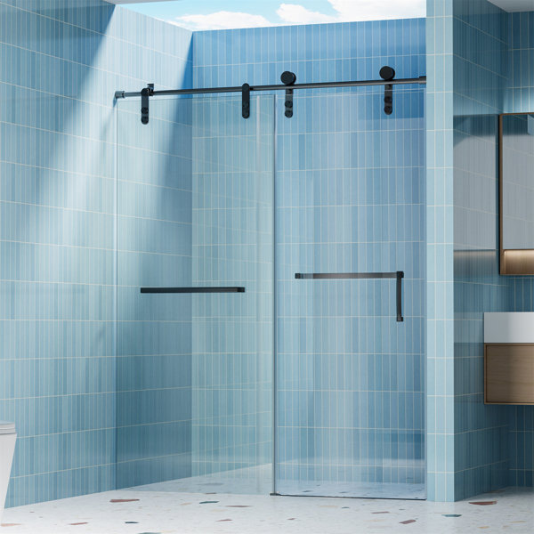 Tryimagine 56"-60" W X 76" H Frameless Shower Door, Single Sliding ...