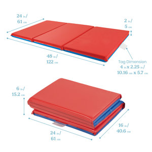 ECR4Kids Premium Folding Rest Mat, 3-Section, Sleeping Pad, Blue/Red, 5 ...