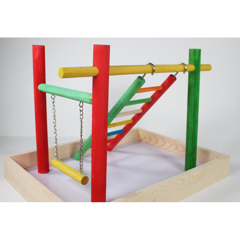 Penn Plax 14" Wooden Bird Play Gym Table Top Activity Center | Wayfair