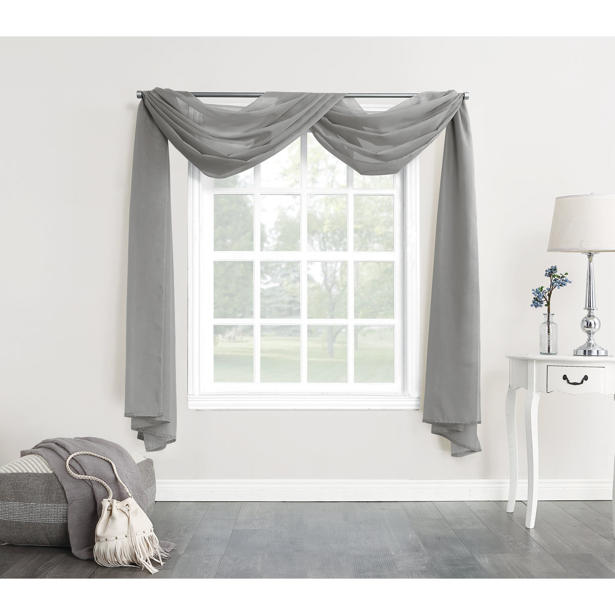 Eider & Ivory™ Monona Sheer Voile Window Scarf & Reviews | Wayfair