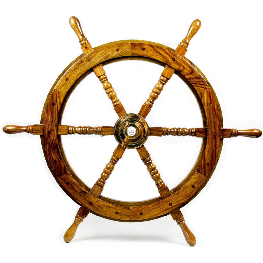 Longshore Tides Natural Wood Premium Pirate's Boat Ship Wheel (18 ...