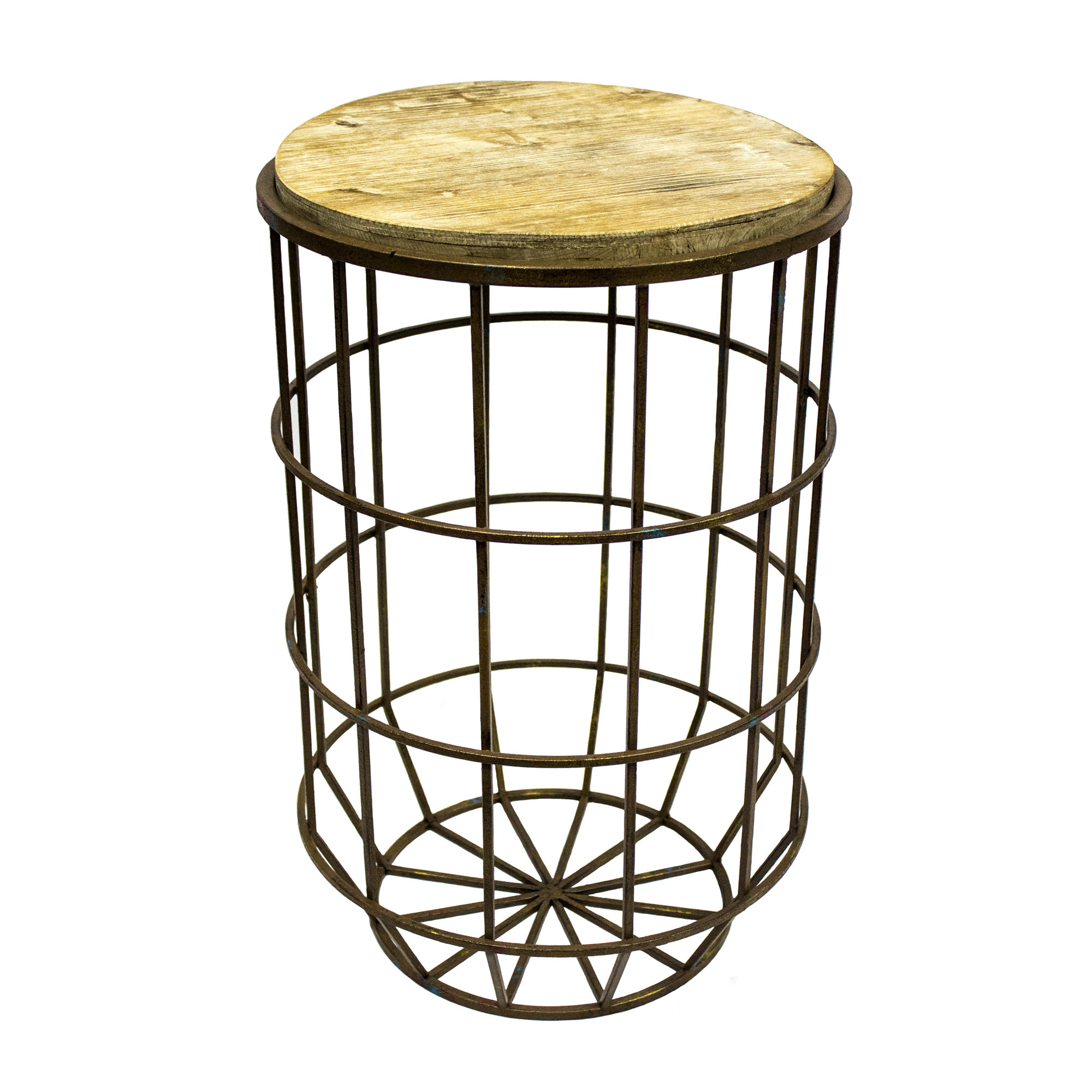 Ebern Designs Sleek Metal Frame Accent Table with Elegant Wood Top ...