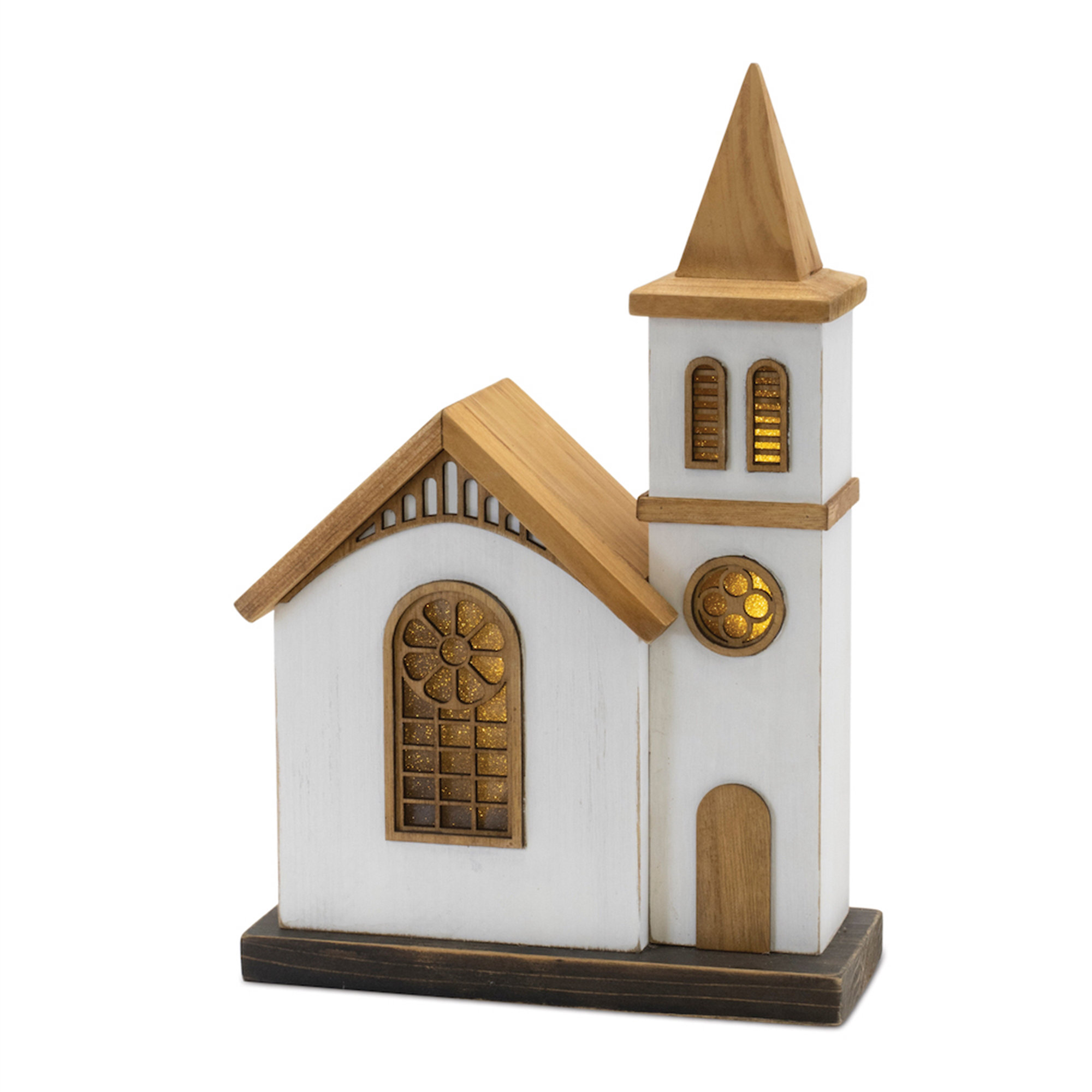 The Holiday Aisle® LED Lighted Winter Church Display 12"H | Wayfair