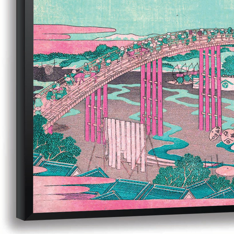 Vault W Artwork Japanese Bridge Framed On Paper by Katsushika Hokusai ...