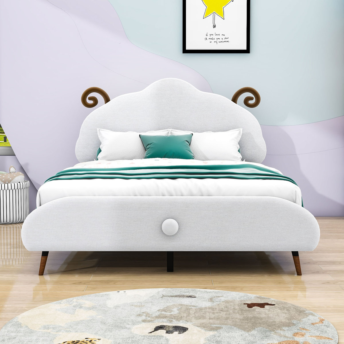 Latitude Run® Apryle Upholstered Platform Bed with Sheep-Shaped ...