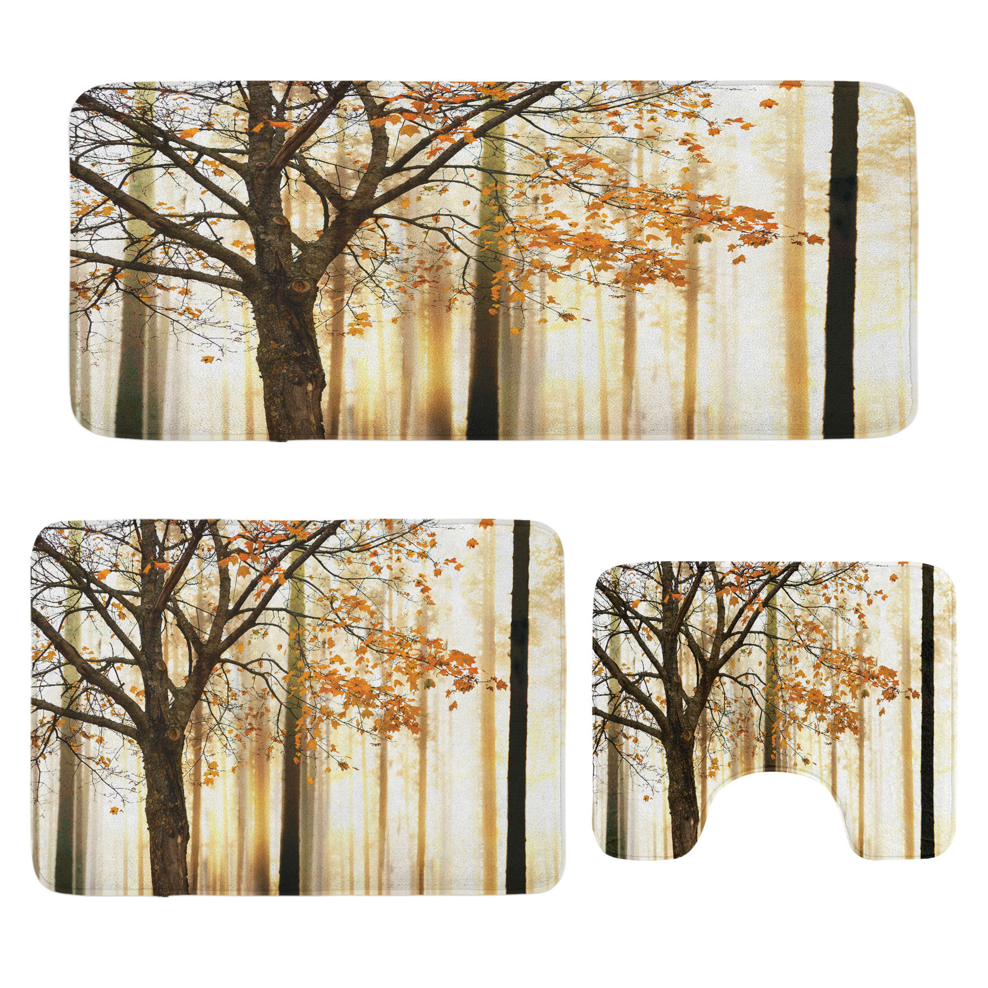 East Urban Home Autumn Bathroom Rug Set 3 Pieces U-Shape & Rectangle ...