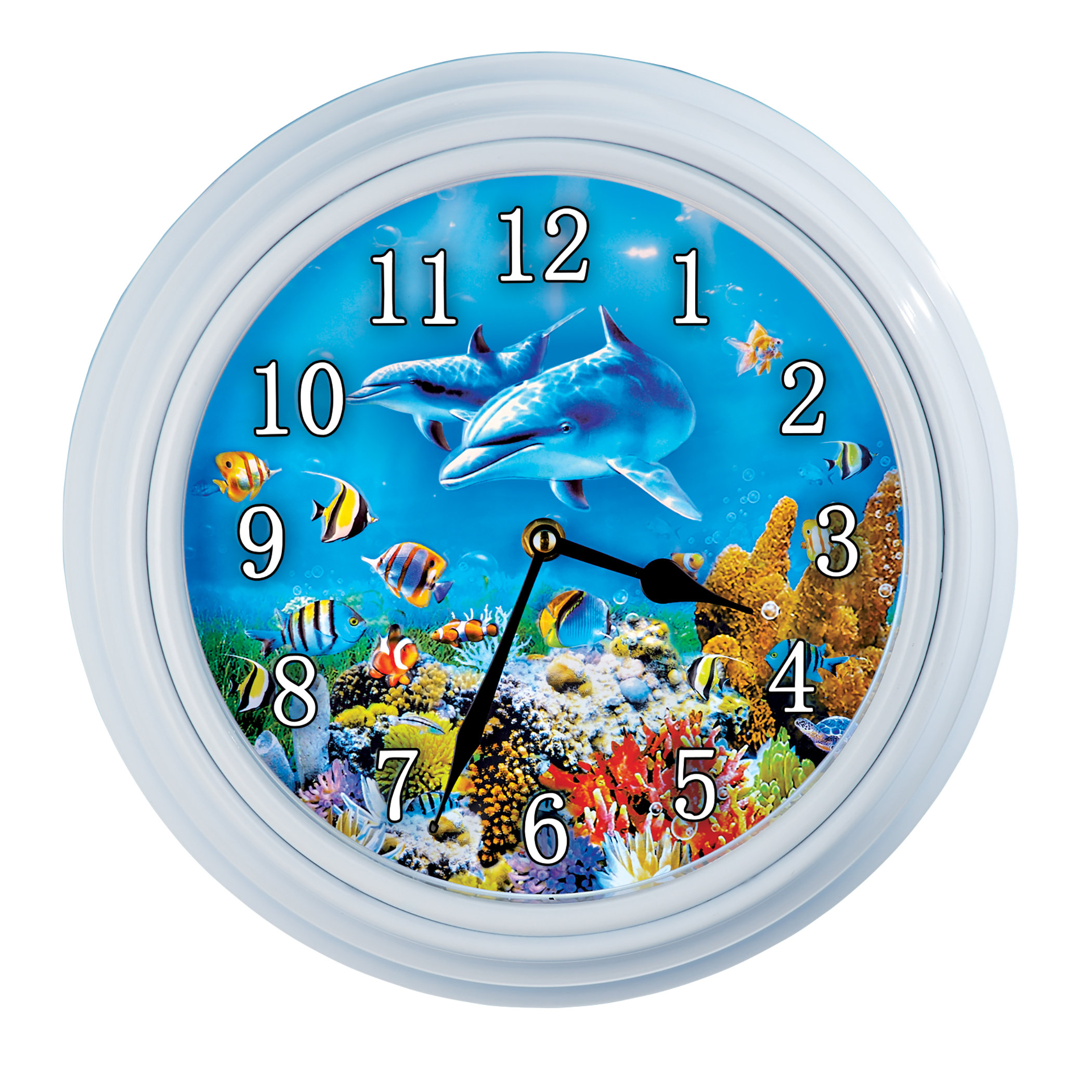 East Urban Home Tropical Dolphin Underwater Scene Wall Clock | Wayfair