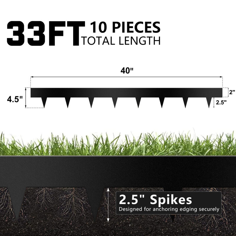 Arlmont & Co. 10-Pack Galvanized Steel Landscape Lawn Edging Yard ...