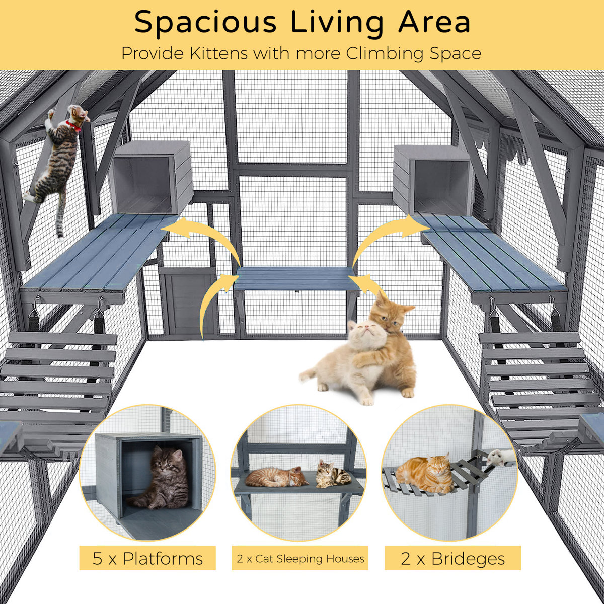 FOREST HOME Outdoor Cat House Enclosure with Cat Playpen for Large ...