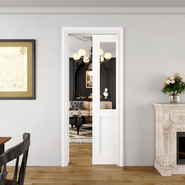 Win Stellar Interior Pocket Doors Half Clear Glass Panel Bathroom Door ...