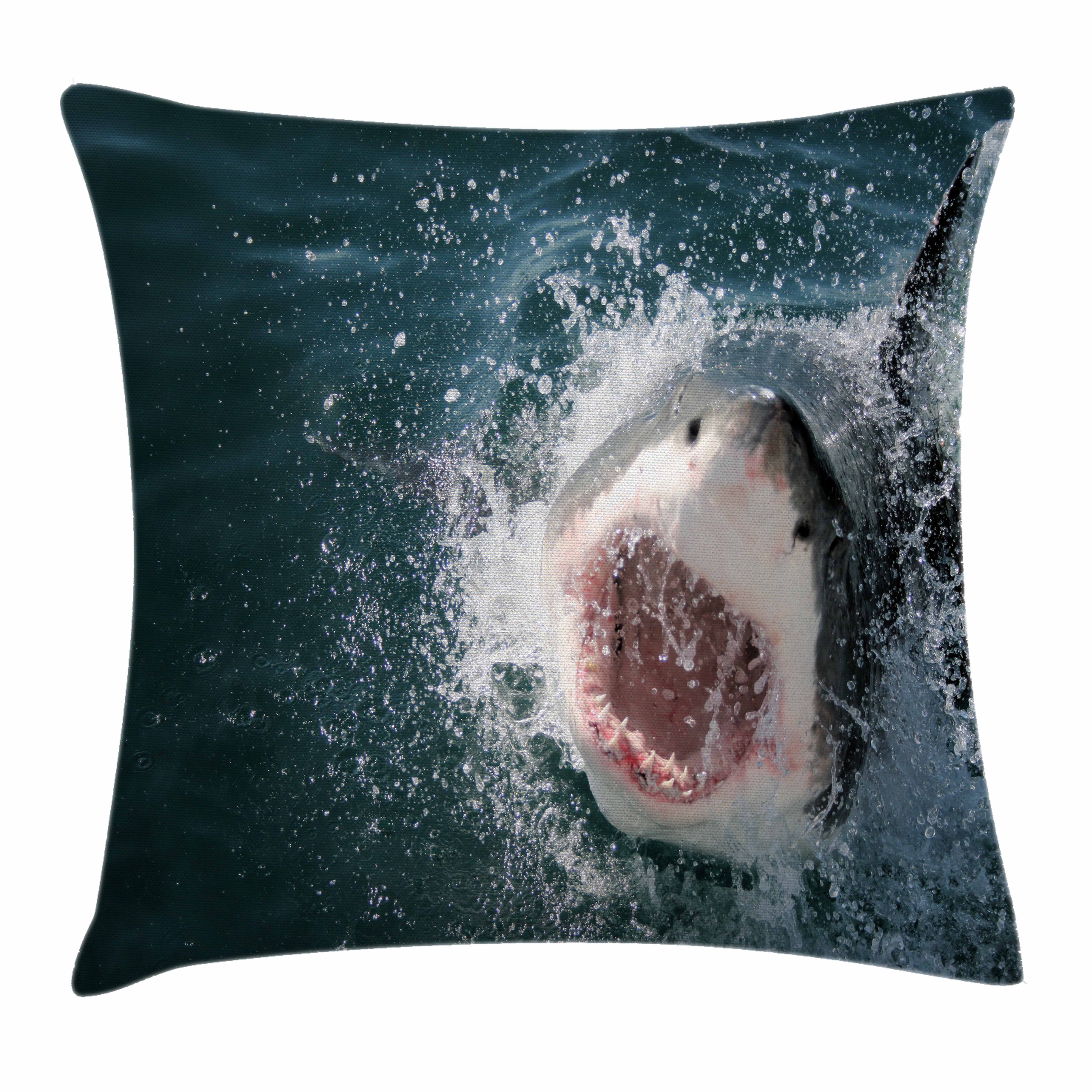 Ambesonne Shark Scary Open Mouth Teeth Square Pillow Cover | Wayfair