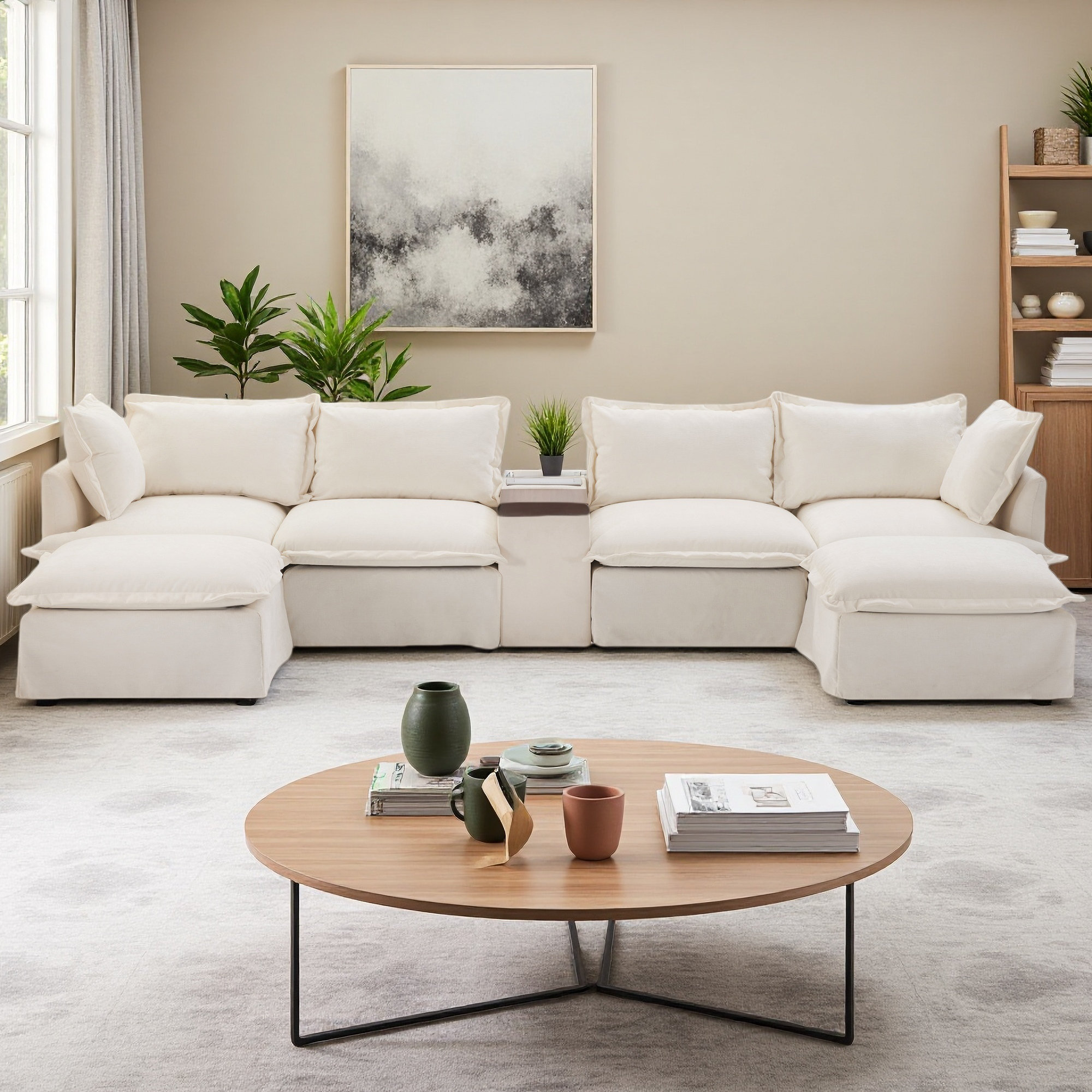 Latitude Run® 131'' Modular Sectional Sofa With Movable Ottoman And ...