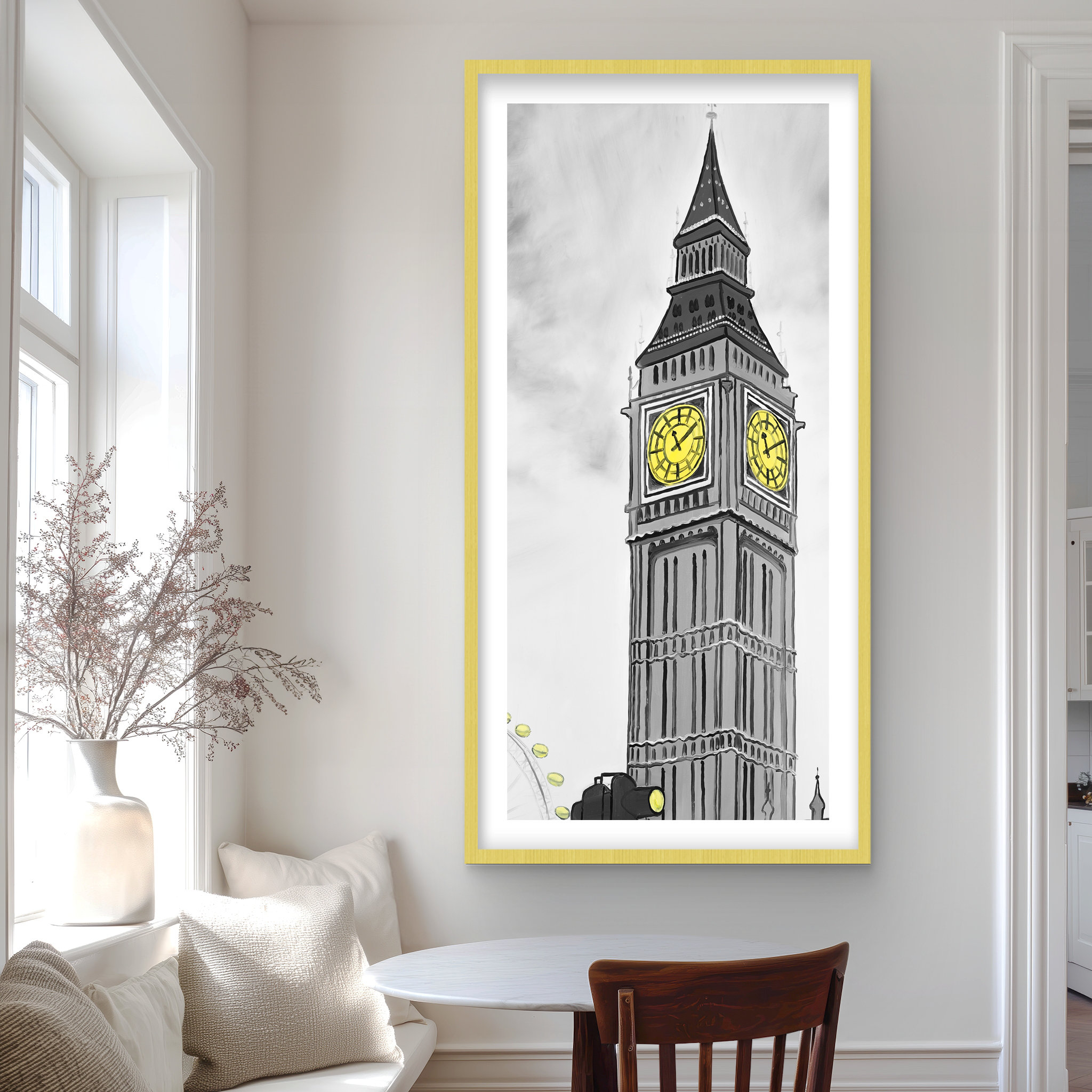 Lark Manor™ Outline of Big Ben in London | Framed Matted Print Decor ...