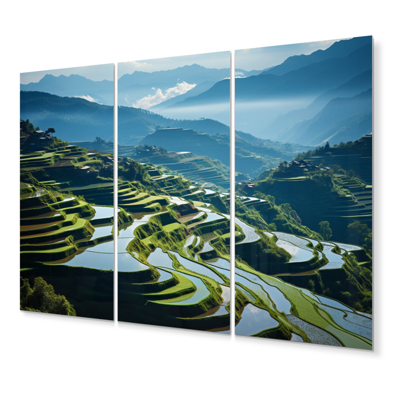 Millwood Pines China Azure Rice Terraces II - Chinese Metal Wall Decor ...