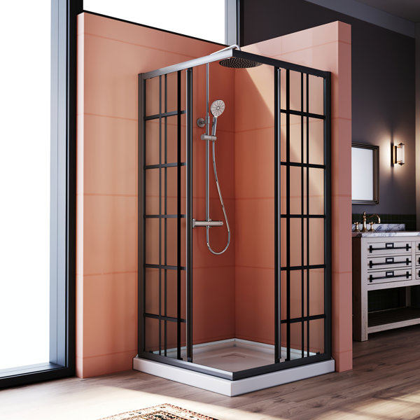 Elegant 36 x 36 x 72 Inch French Framed Square Shower Enclosure and 1/4 ...