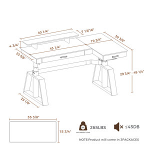 The Twillery Co.® Rachele 63'' L-shaped Standing Desk with Riser ...