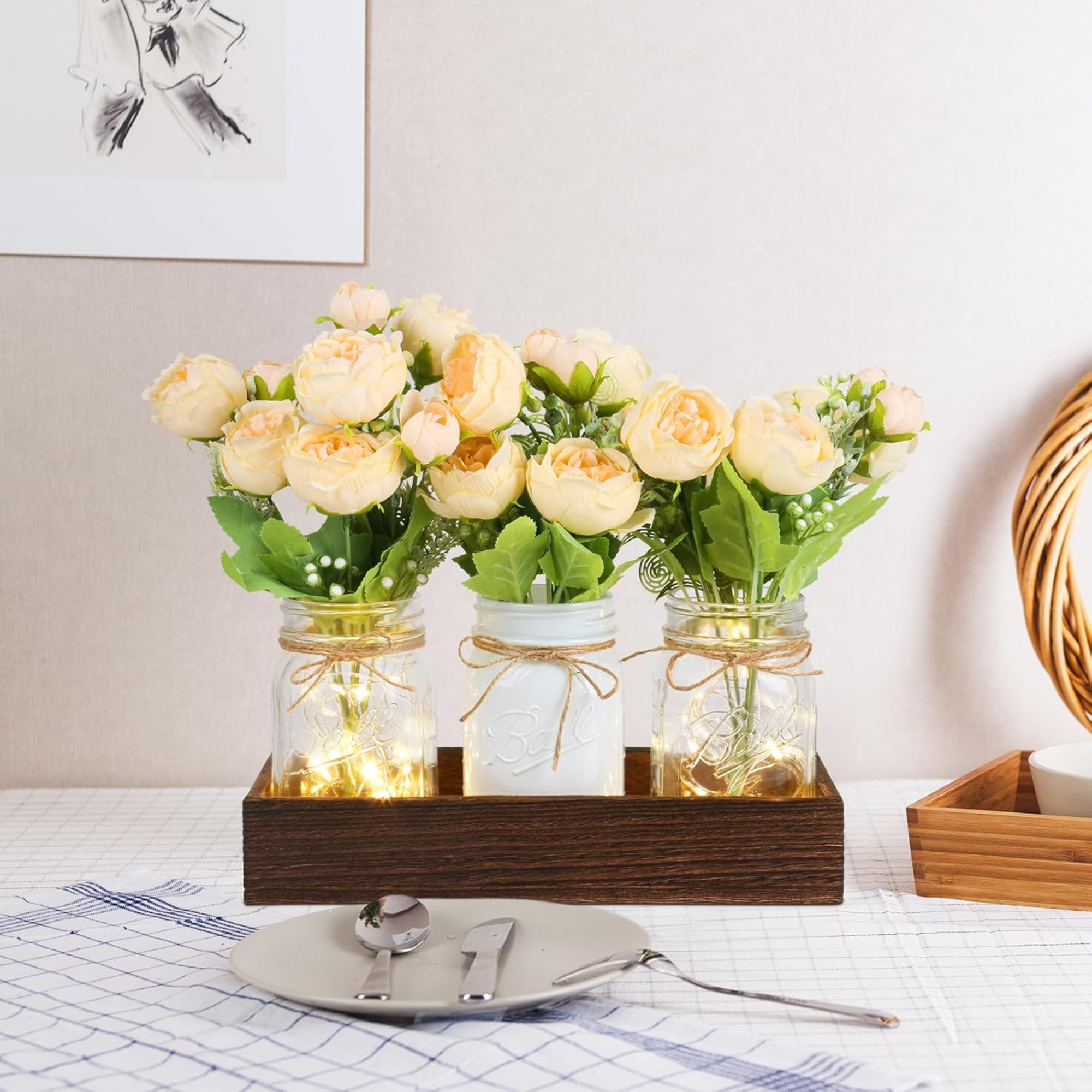 Breakwater Bay Mason Jar Lights Table Centerpiece Decoration For Dining ...