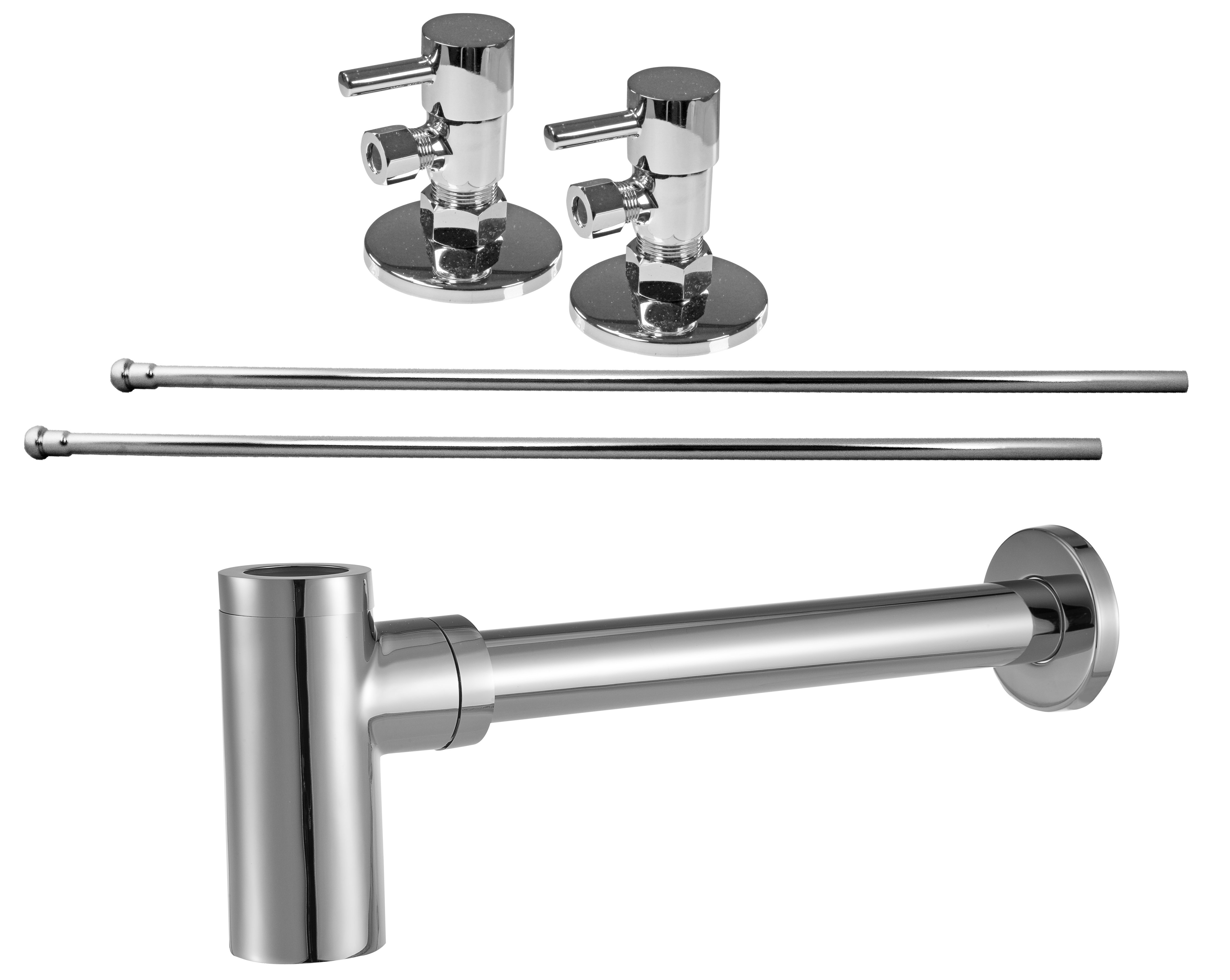 Westbrass Pedestal Sink Supply Kit with Bottle Trap and 1/4-Turn Angle ...