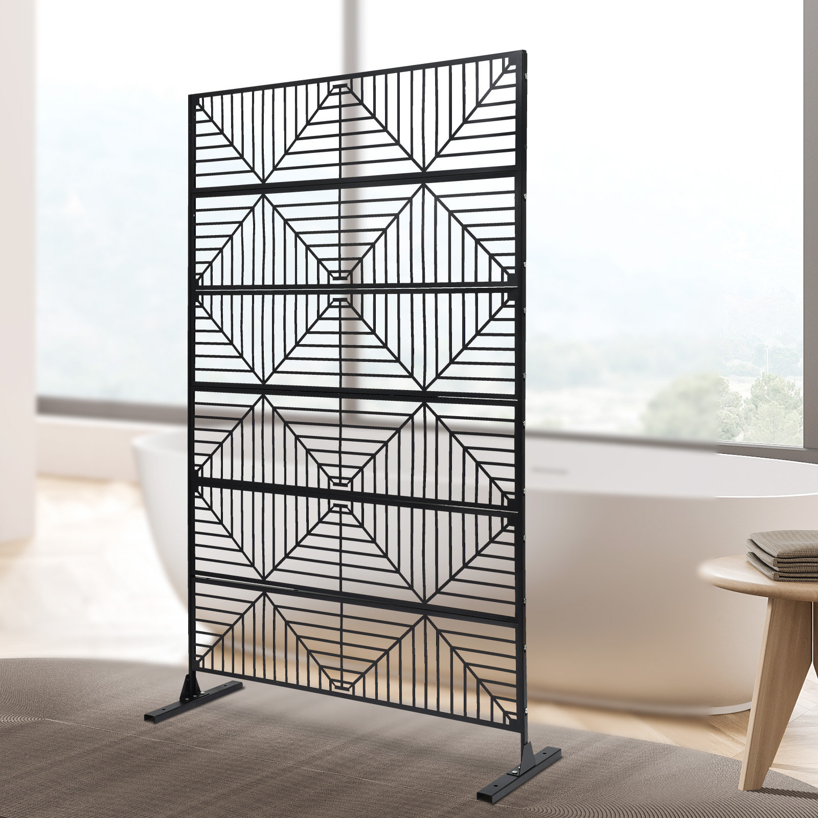 FRONG Freestanding Decorative Metal Privacy Fence Room Divider ...