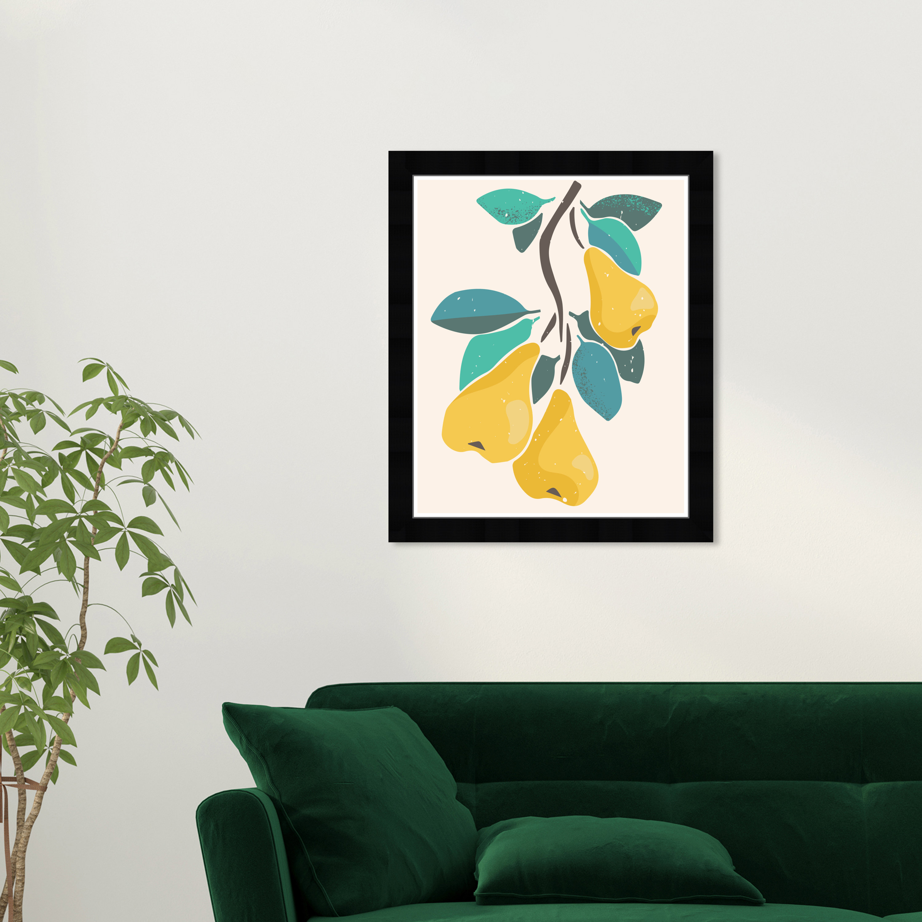 Latitude Run® Food and Cuisine Cute Pears Yellow Paper Wall Art Print ...