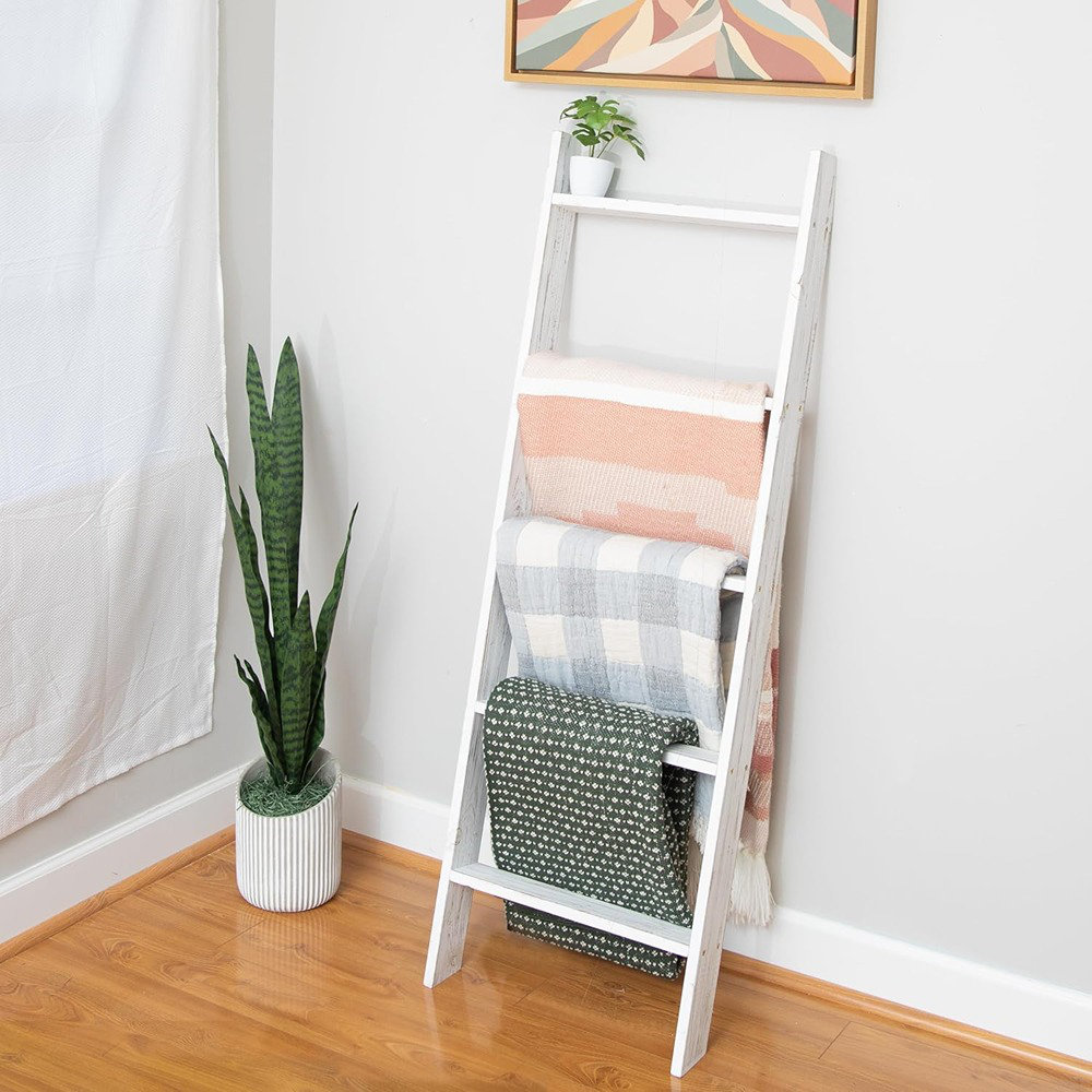 Ebern Designs Blanket Ladder For Living Room, Towel Holder Stand ...