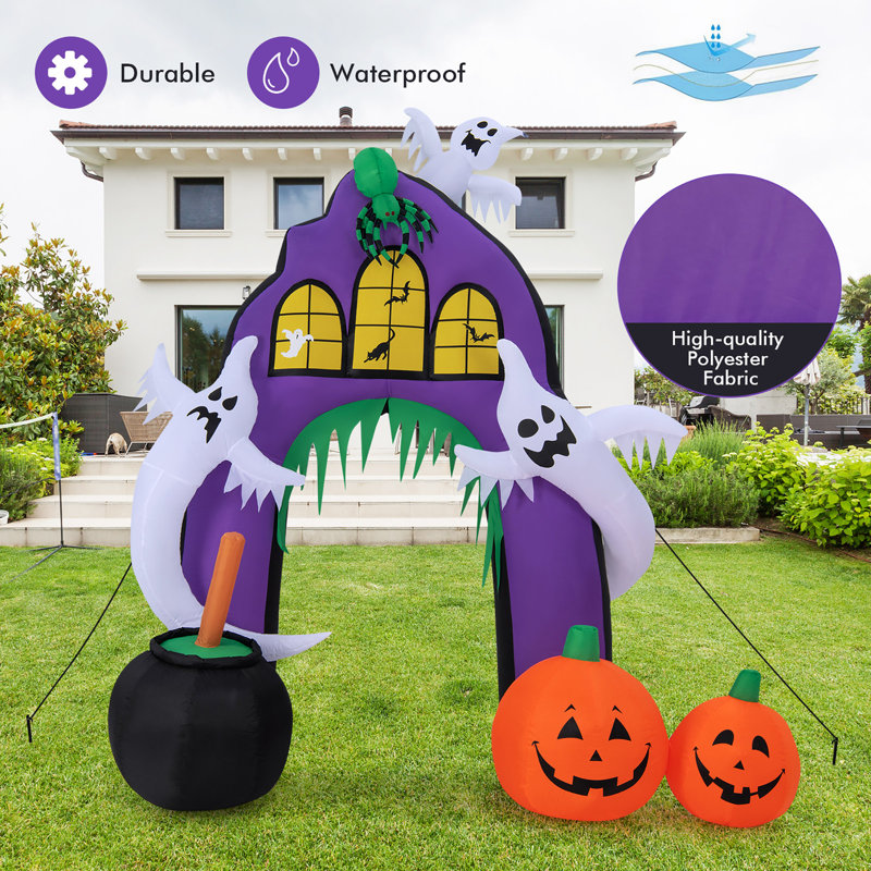 The Holiday Aisle® Tall Halloween Castle Archway Inflatable & Reviews ...