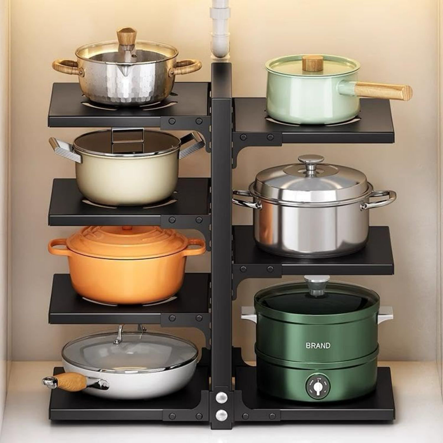 Prep & Savour Pots And Pans Organizer For Cabinet Storage, Adjustable 7 ...