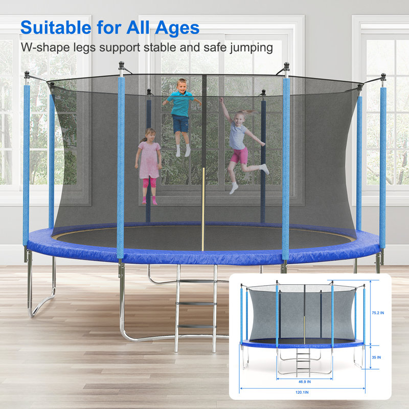 Babevy Round Backyard Trampoline with Safety Enclosure | Wayfair
