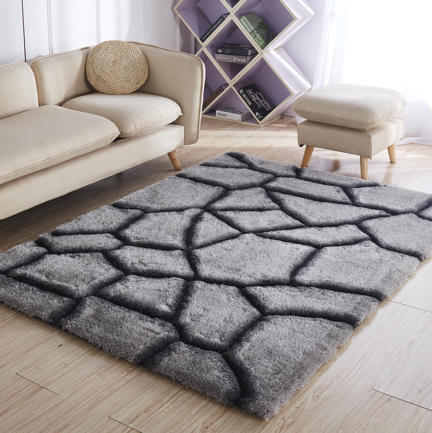 17 Stories Abstract Shag Gray/Black Area Rug & Reviews | Wayfair