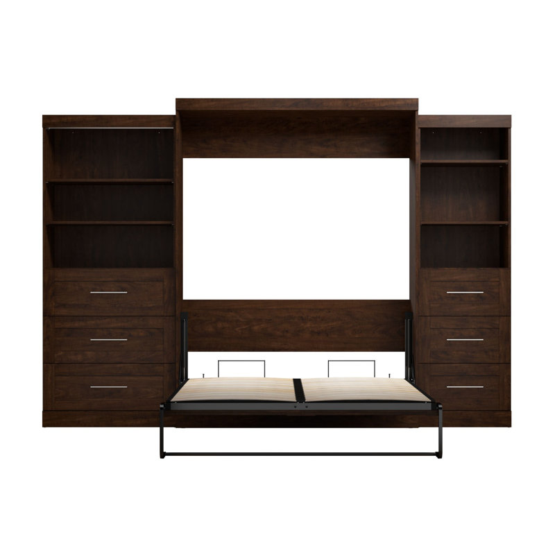 Wade Logan® Arlex Murphy Bed with Shelving Units with Drawers & Reviews ...