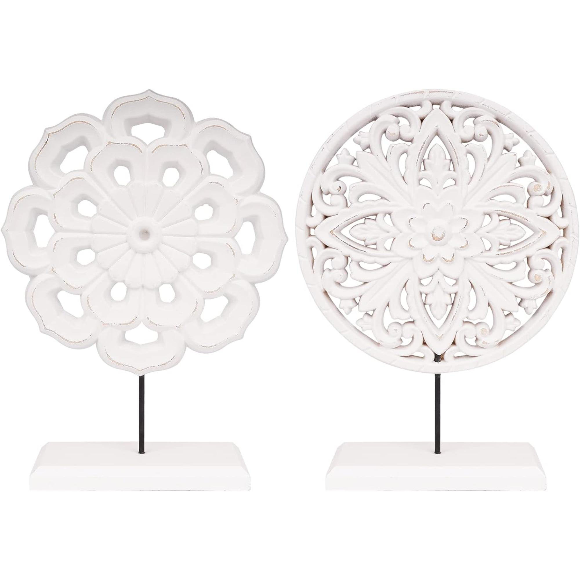 The Holiday Aisle® 2 Pack Wooden Carved Cutout Flower Medallion ...