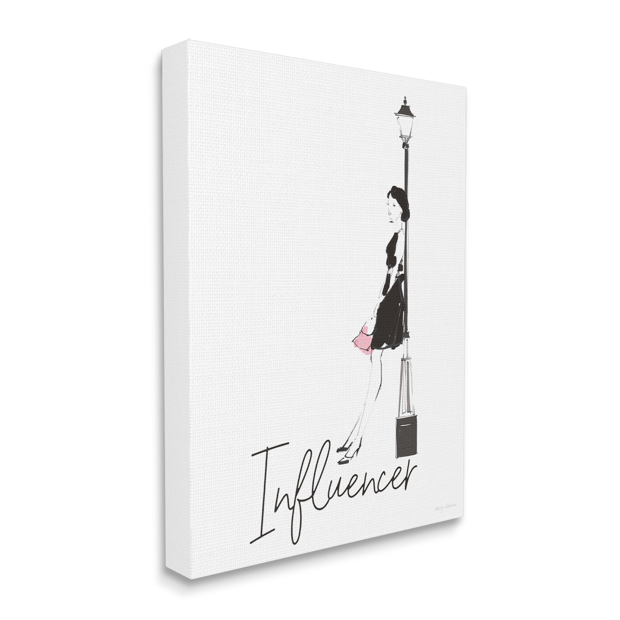 Stupell Industries Chic Influencer Calligraphy Woman Leaning Lamp Post ...