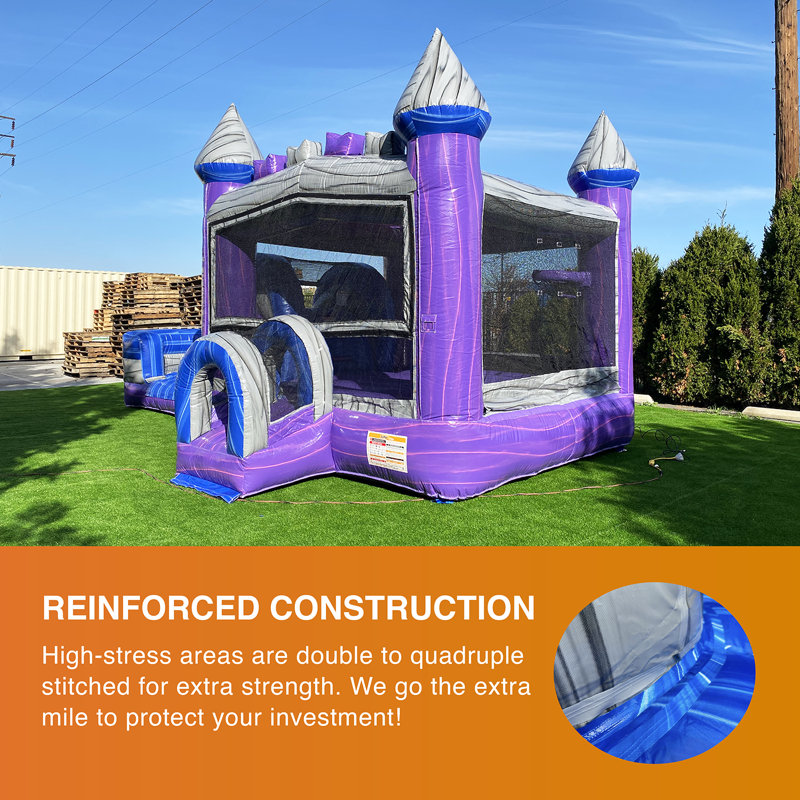 XJUMP Purplish Castle Commercial Grade Bounce House Water Slide (with ...