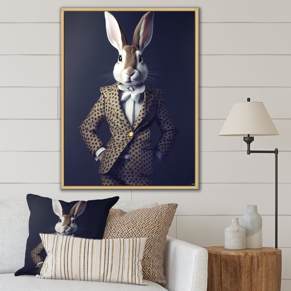 The Twillery Co.® White Rabbit in Fancy Suit - Print on Canvas | Wayfair