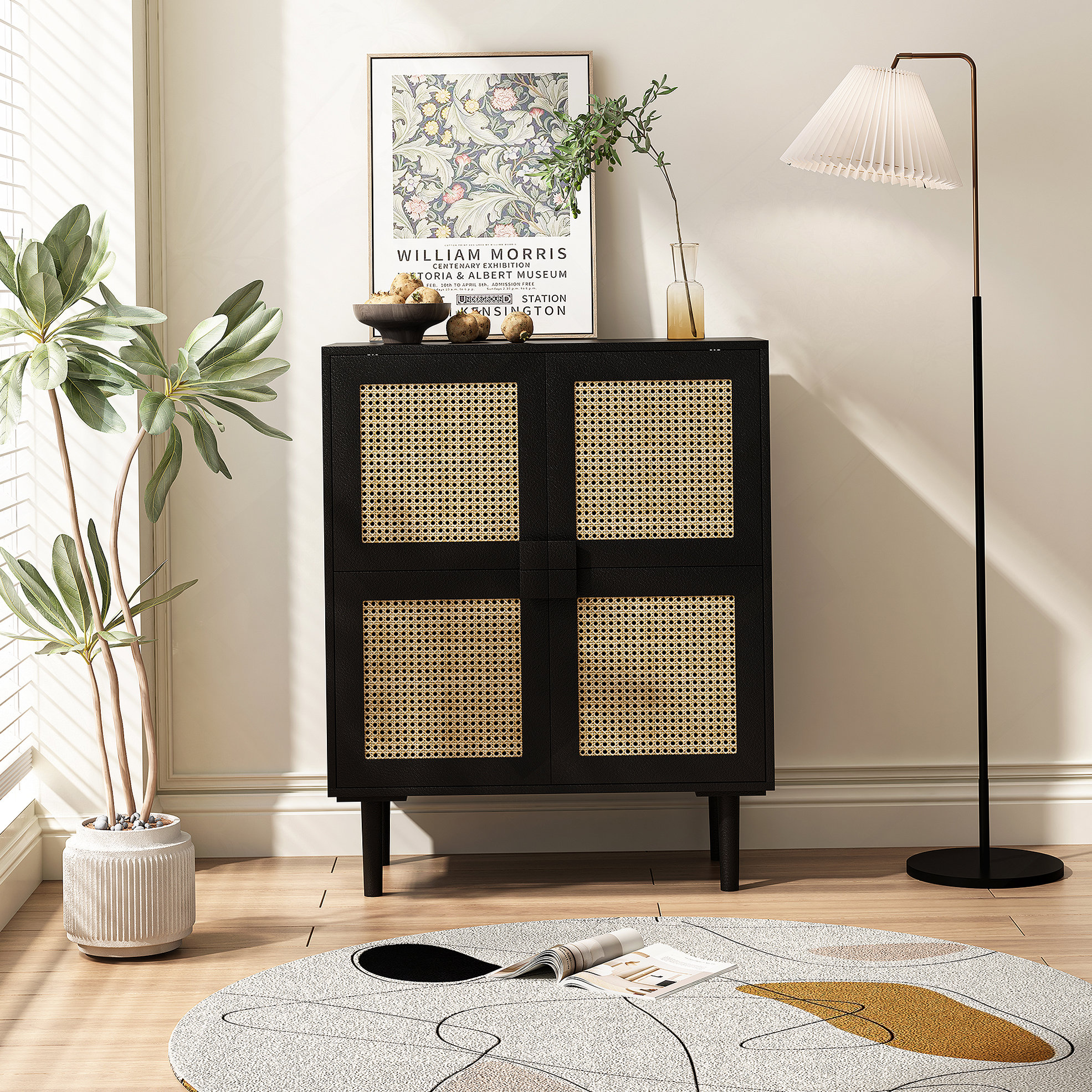 Dakota Fields 4-Doors Rattan Mesh Storage Cabinet | Wayfair