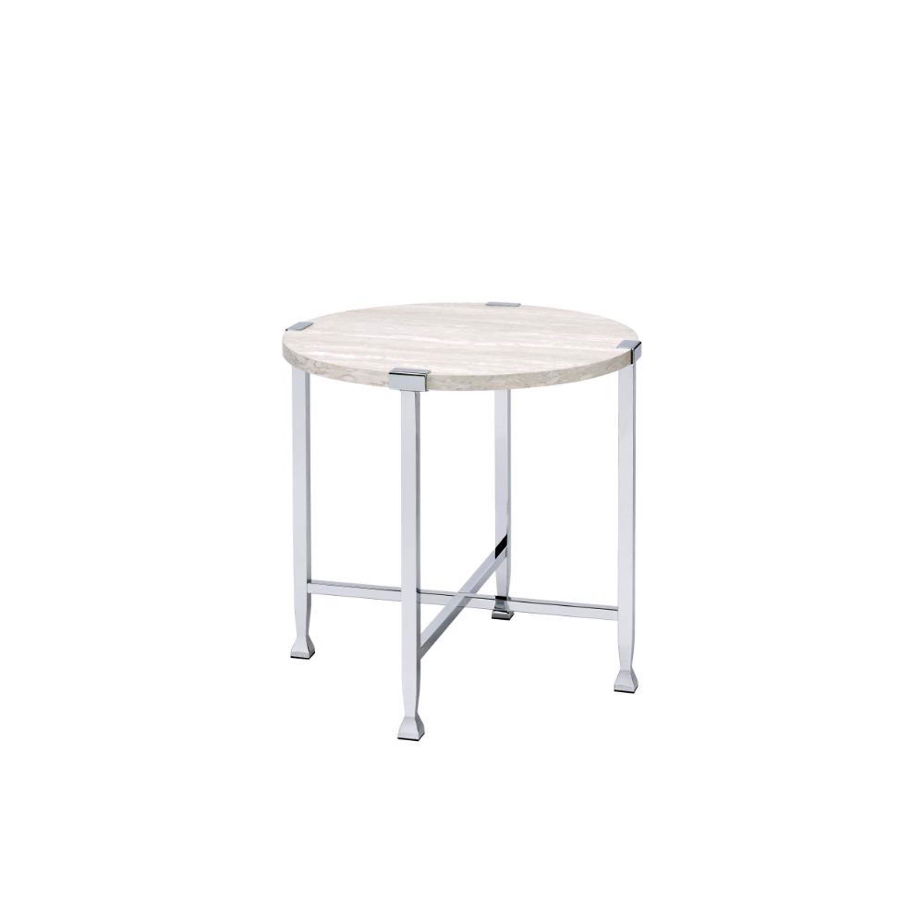 Latitude Run® ACME Brecon End Table, White Oak &Chrome 83212 | Wayfair