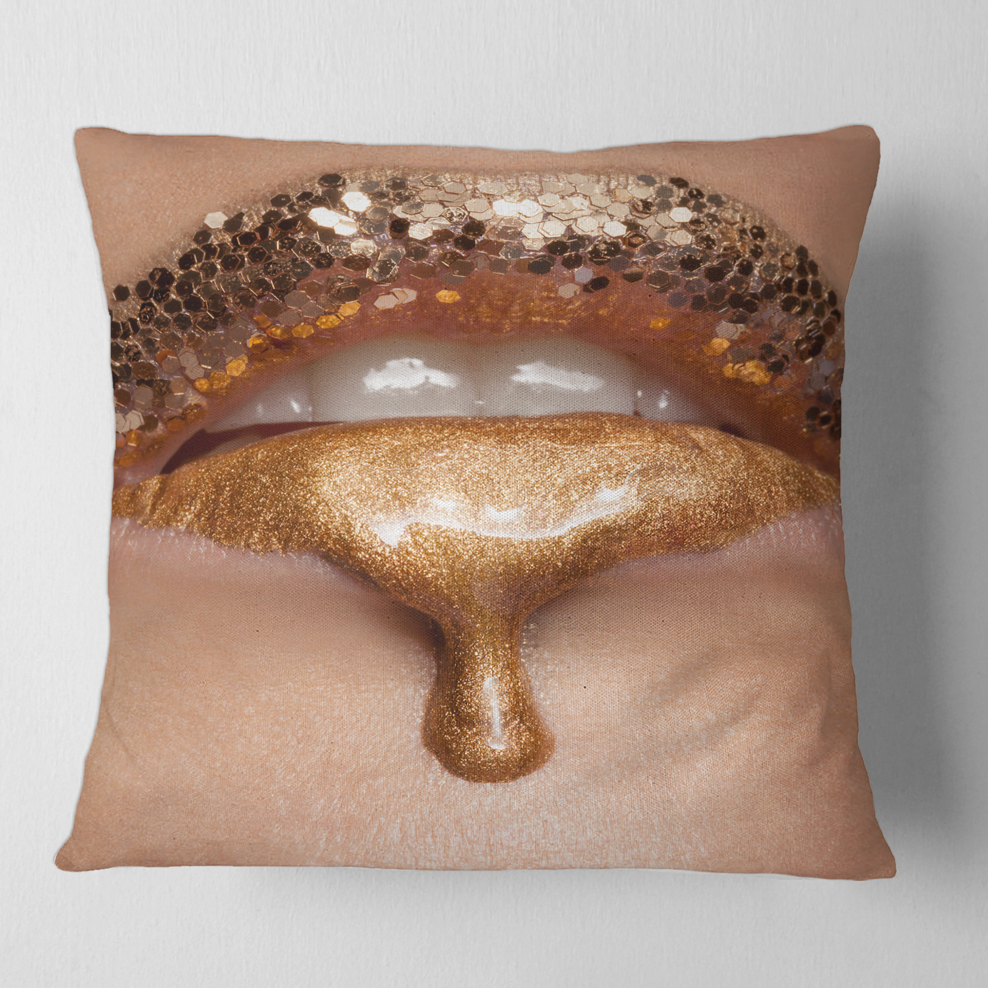 Design Art Close up Make up of Liquid Lips Square Pillow Cover and ...