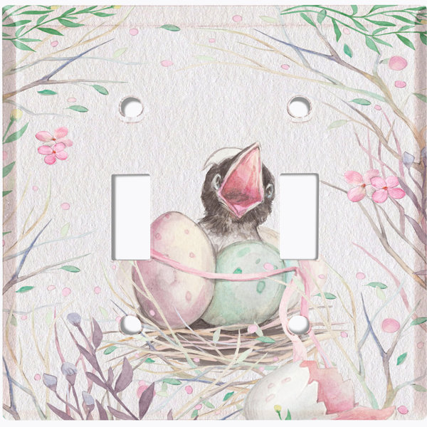 WorldAcc Baby Bird Eggs Feathers Nest 2-Gang Toggle Light Switch Wall ...