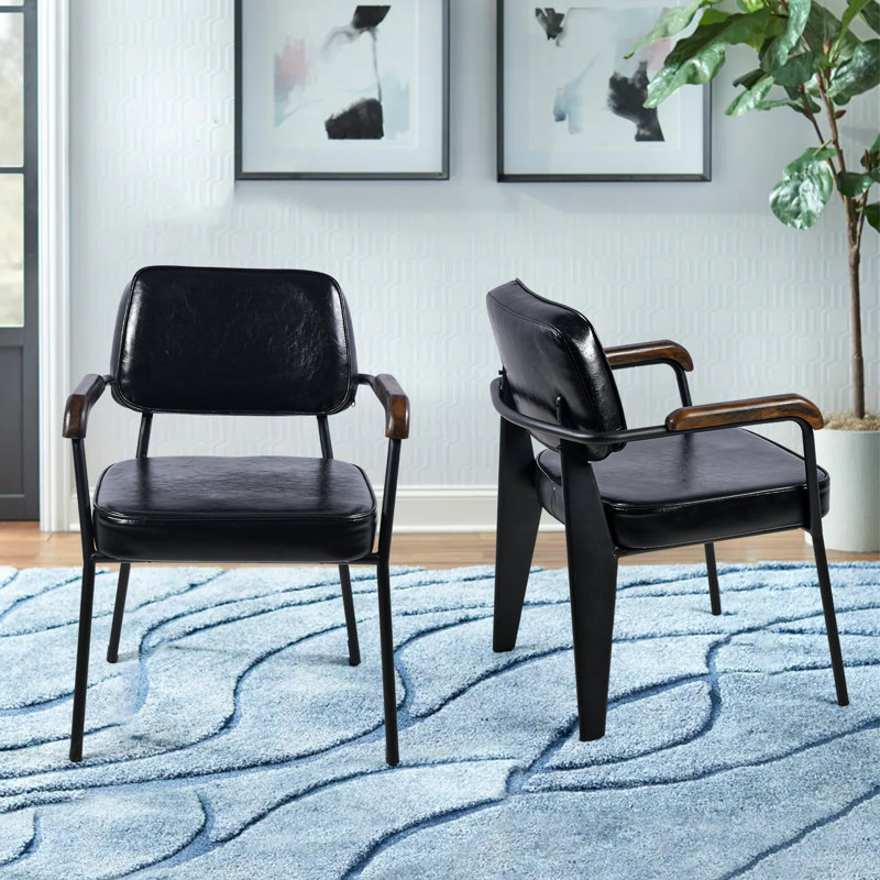 Topower Leather Seat Reception Chair with Metal Frame | Wayfair