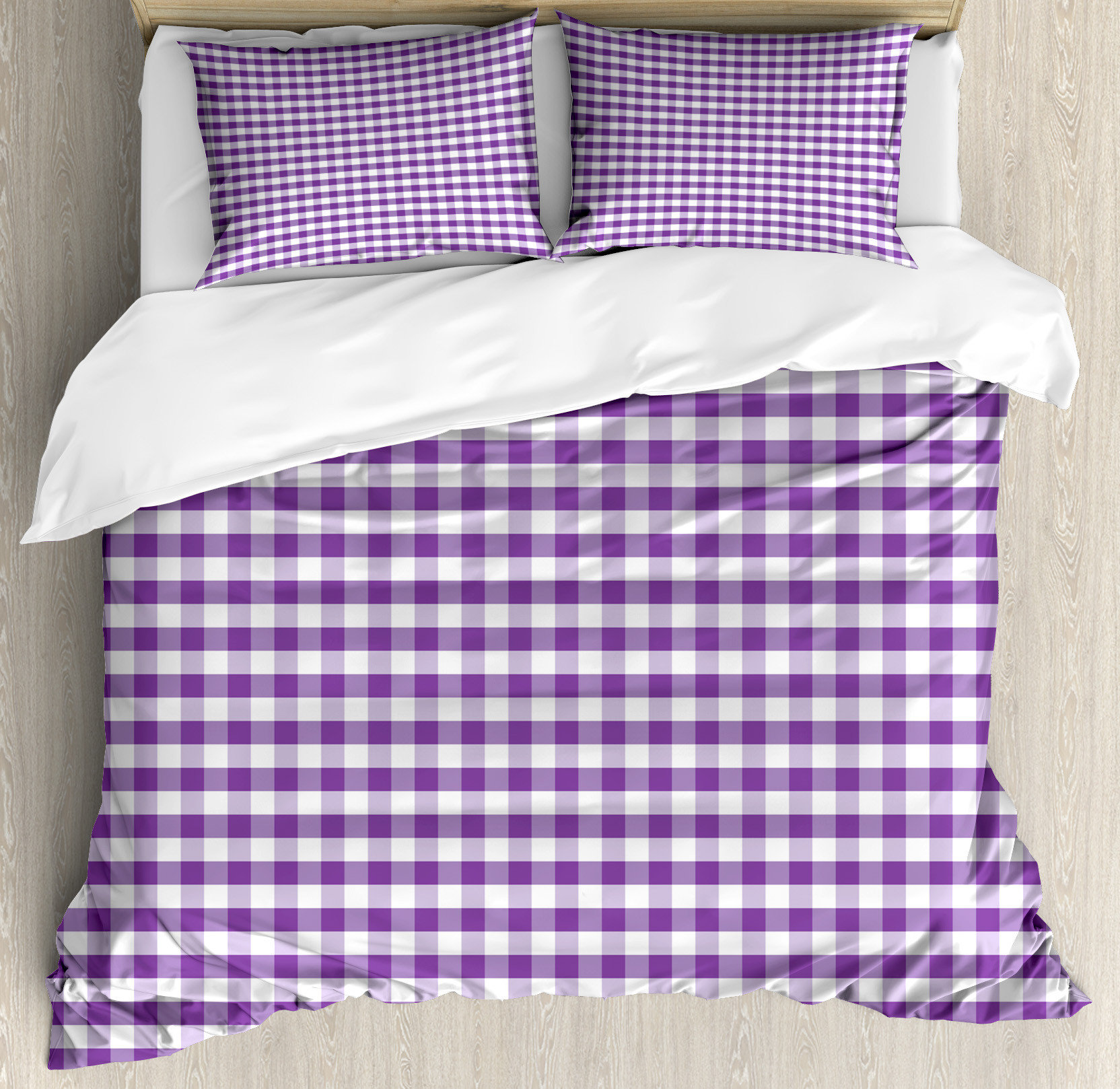 Ambesonne Checkered Duvet Cover Set, Gingham Vintage Style, Calking ...
